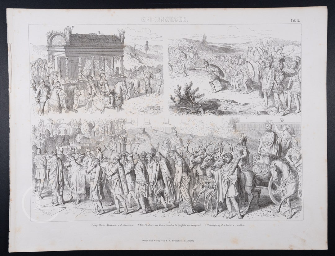 FUNERAL of ALEXANDER the GREAT - Exquisite Cooper Engraving Print From ...