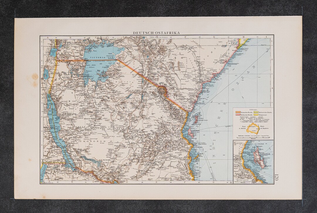 Map of Old East German Africa / Color Map / Original / German World ...
