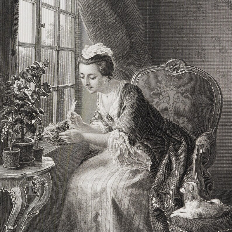 1855 ANTOINETTE PORTRAIT - Black and White Steel Engraving by Albert ...