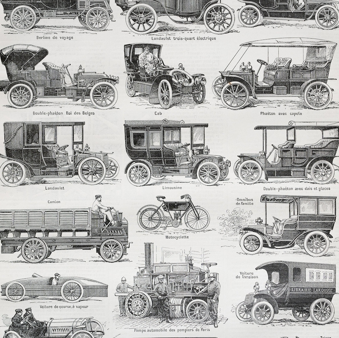 Early 1900s Automobiles From "le Noveau Larousse Illustré Edition ...