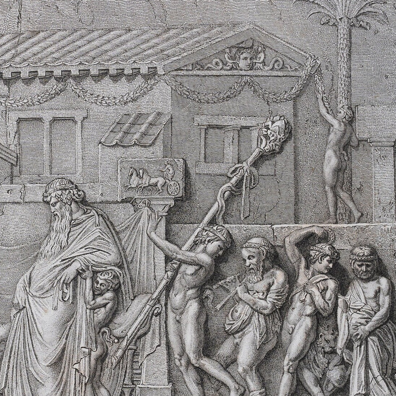 1812 Bas-relief Representing Bacchus Received as a Guest by Icarus ...