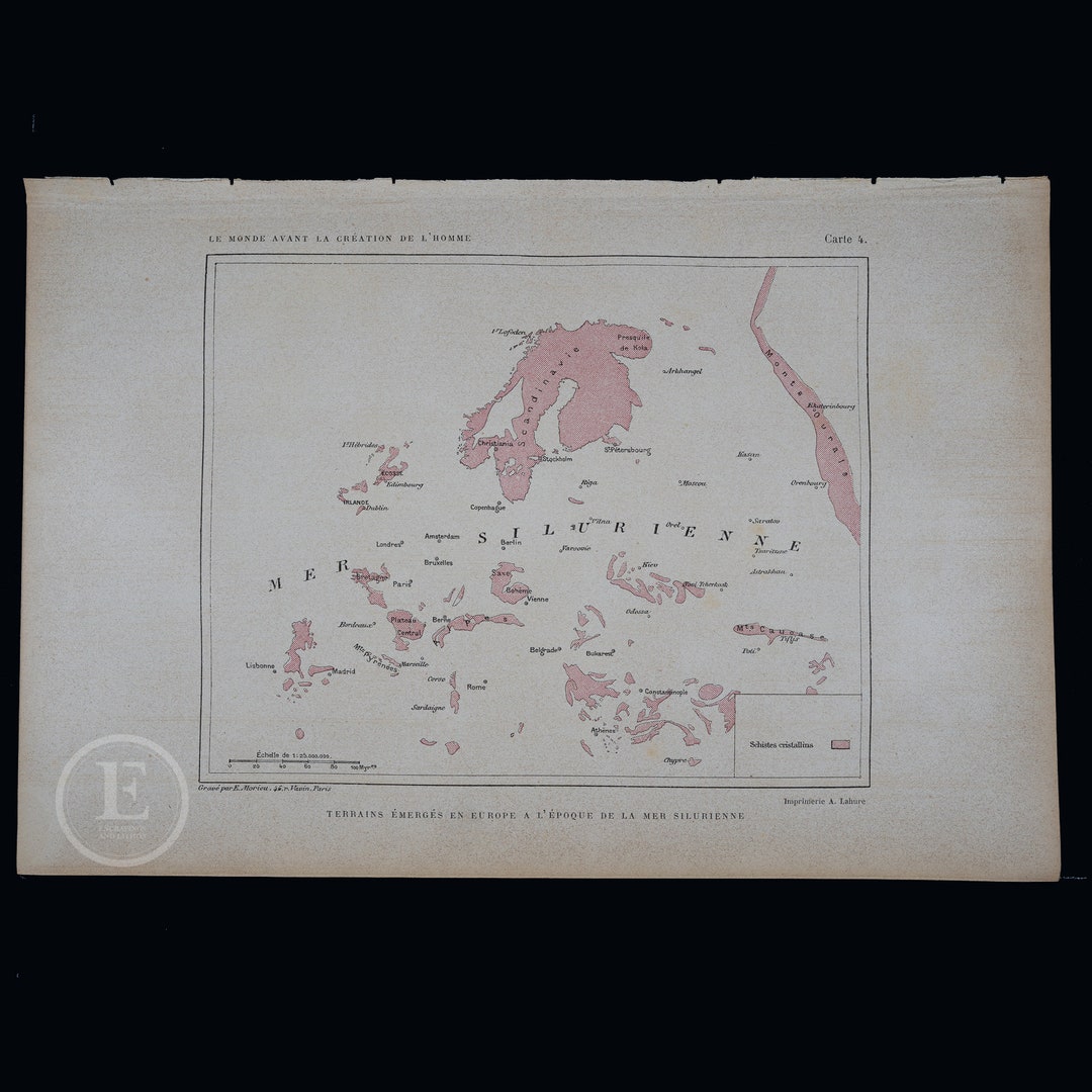 1886 Silurian Europe Lithograph: Rare Antique Geological Map Print - Etsy