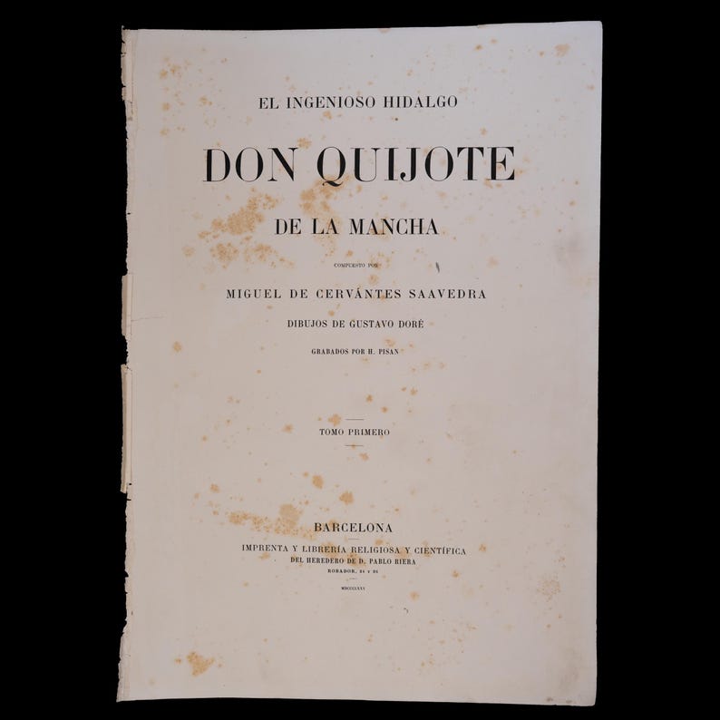The Death of Don Quixote – 1875 Engraving From Cervantes’ Don Quijote ...