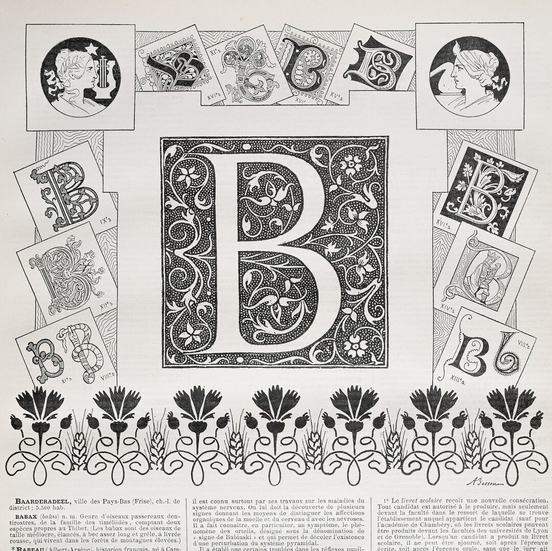 Embellished Ornamental Letter B From "le Noveau Larousse Illustré ...