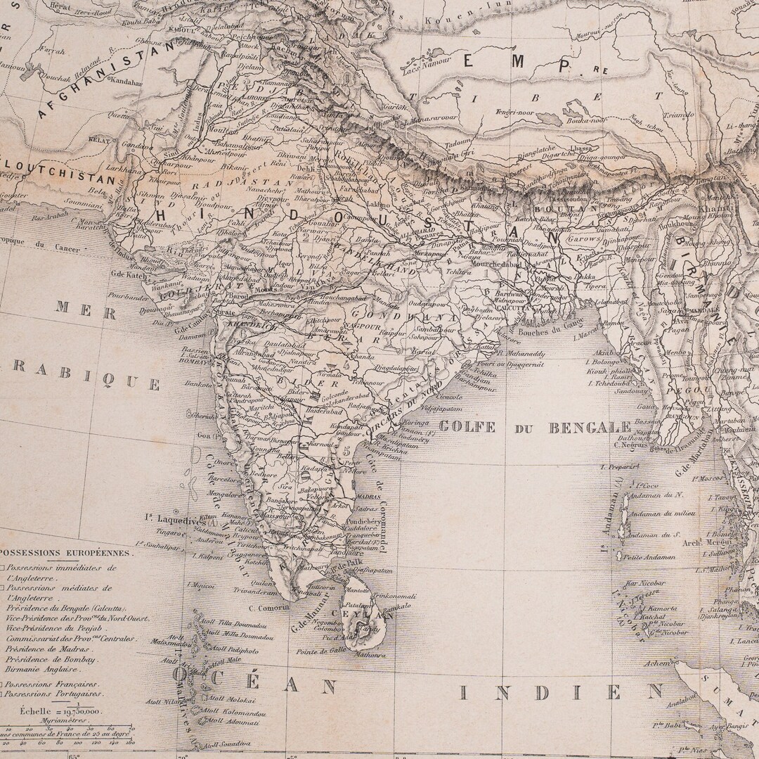 Antique Map of India and Indochina - Librairie Renouard Editeur ...