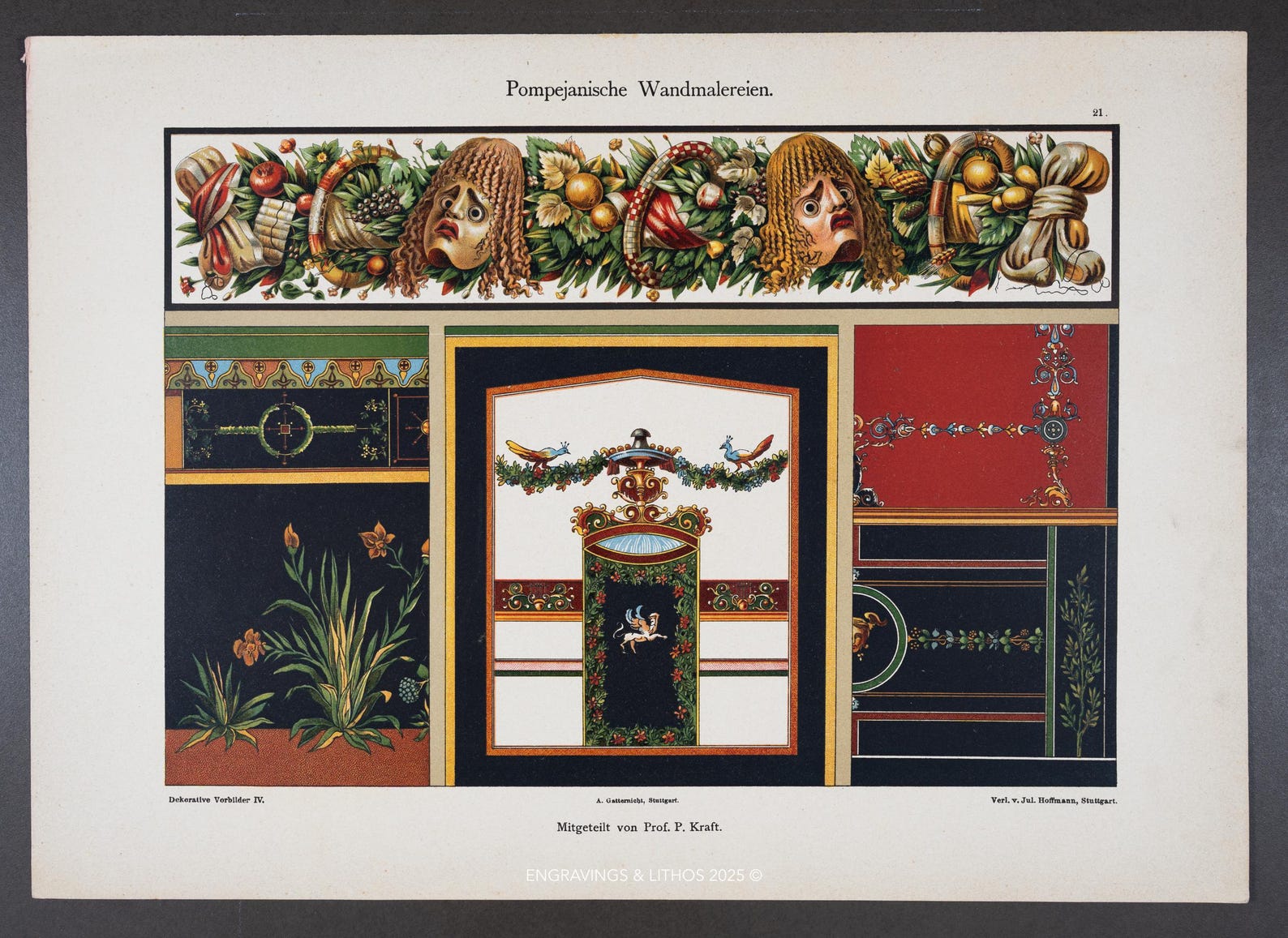 PEINTURES MURALES POMPEIAN – Lithographie ornementale de Dekorative ...