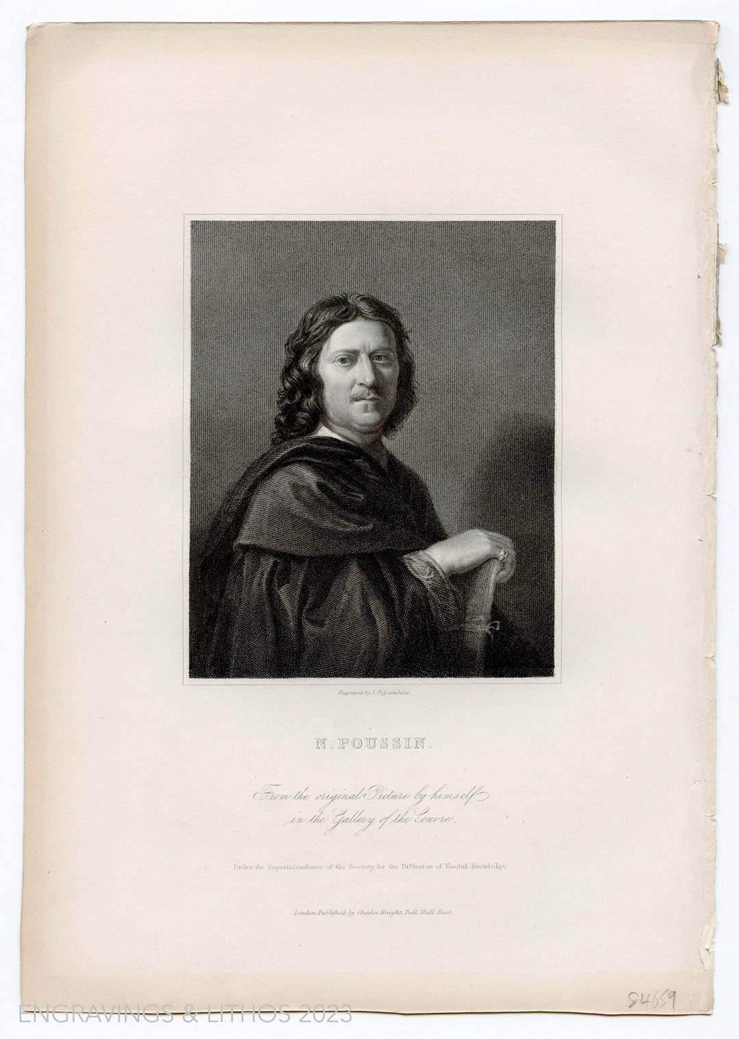 Nicolas Poussin, Painter - VERY RARE - Original Steel Engraving Out of ...