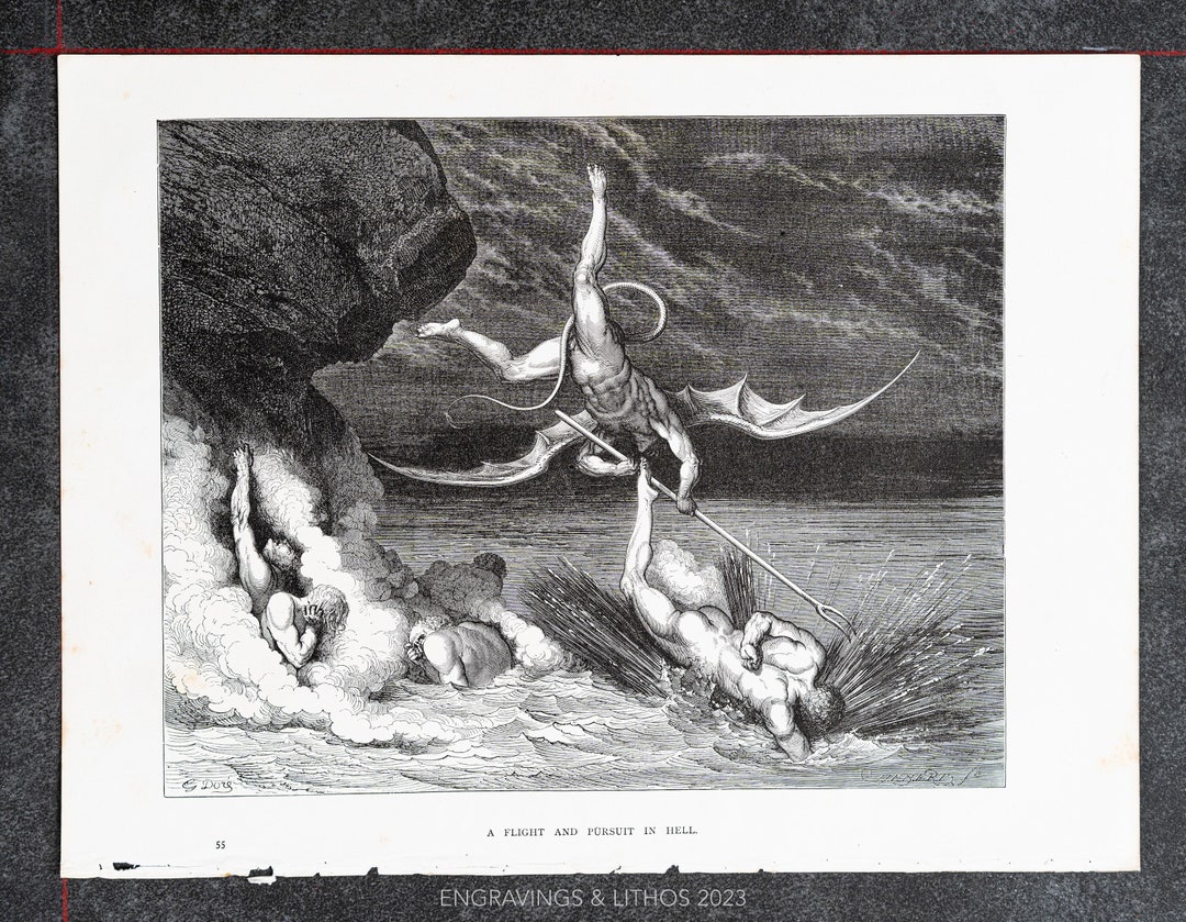 Alichino Attacking Ciampolo - Dante's Inferno by Gustave Doré ...