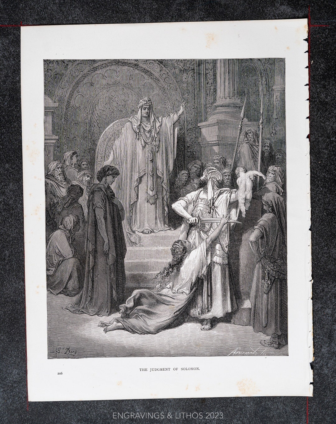 The Judgement of Solomon Engraving by Gustave Doré - Original Engraving ...