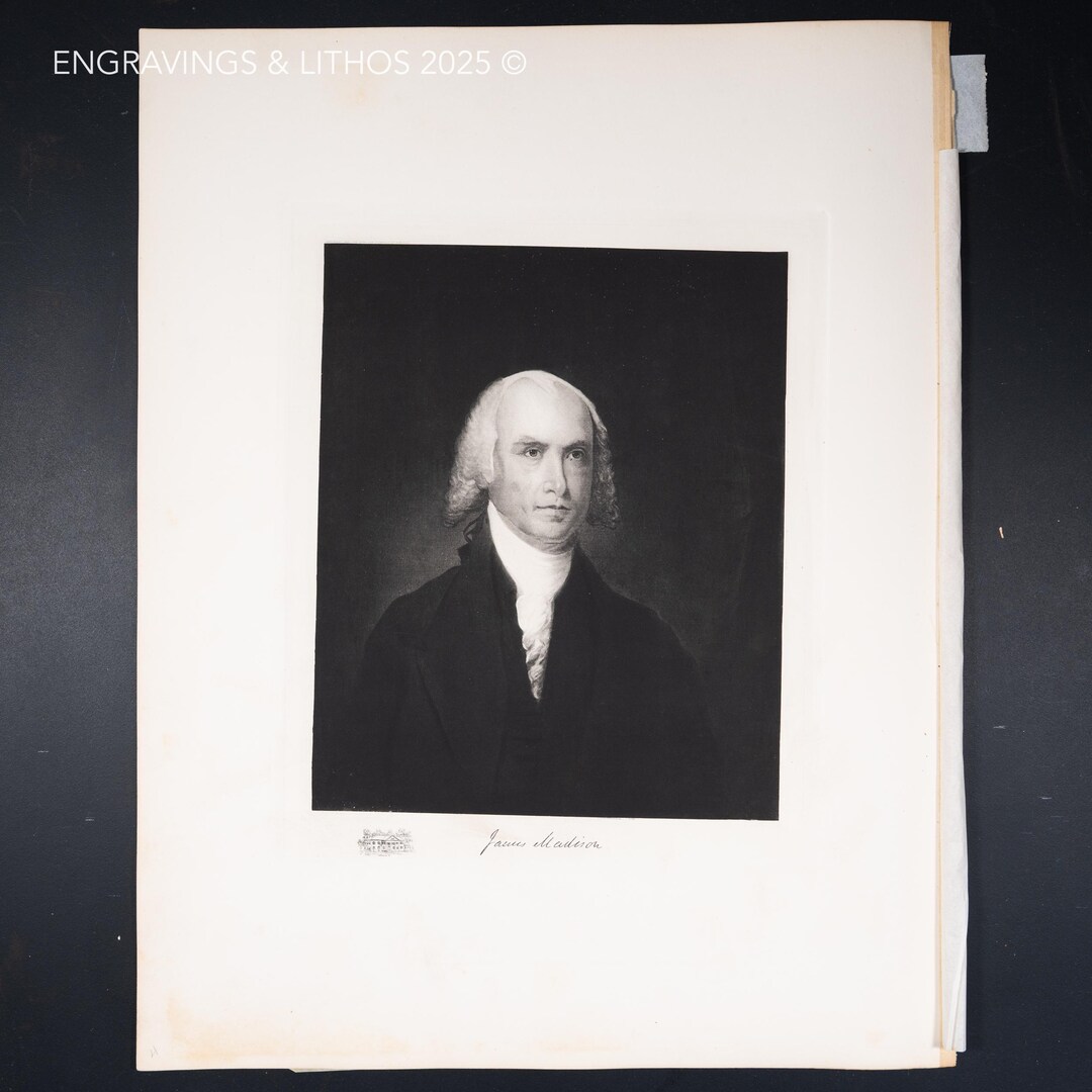 1901 James Madison Antique Portrait – 4th U.S. President – Engraving ...