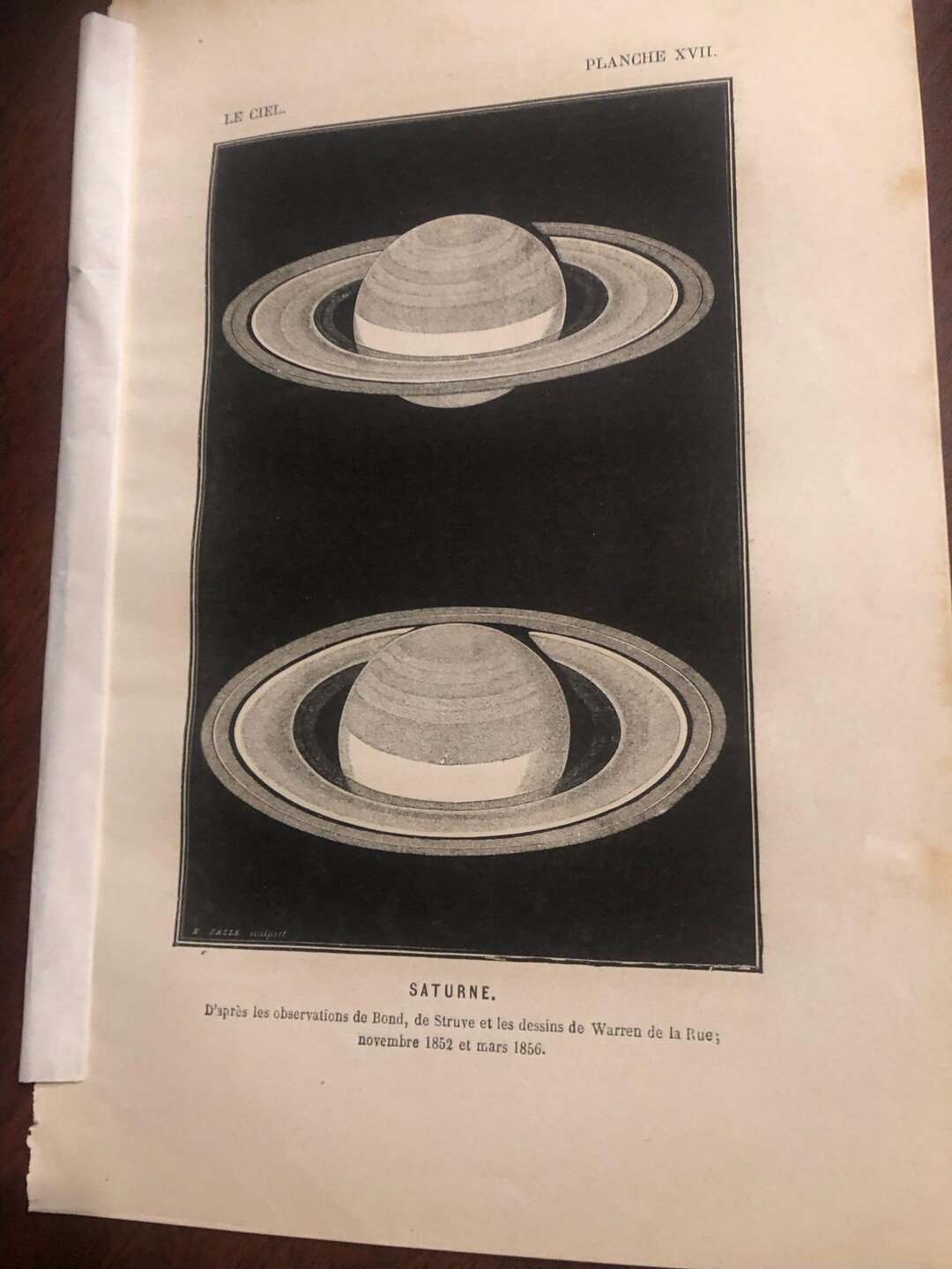 1877 Saturn Astronomy Plate - Rare Hand-colored Celestial Print - Etsy