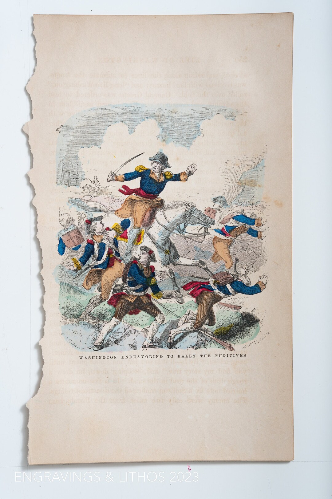 Washington Endeavoring to Rally the Fugitives - Original Print From ...