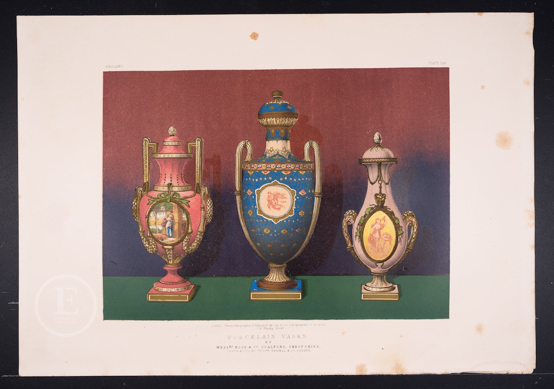 PORCELAIN VASES From ENGLAND - Antique Authentic Lithogrph Masterpieces ...