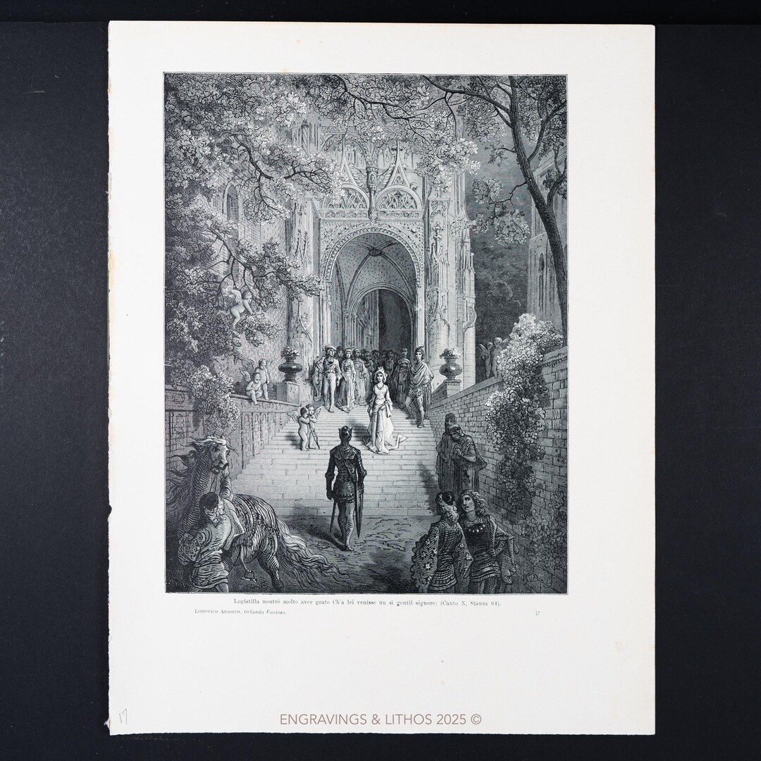 1879 Procession Descending Gothic Staircase – Courtly Ceremony Scene - Etsy