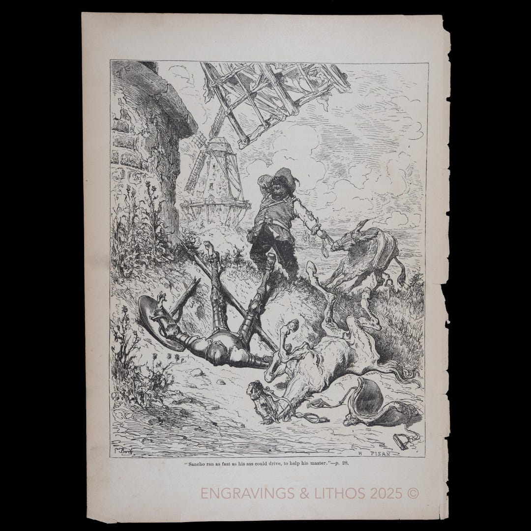 1880 THE WINDMILL DISASTER – Gustave Doré Illustration – Original ...