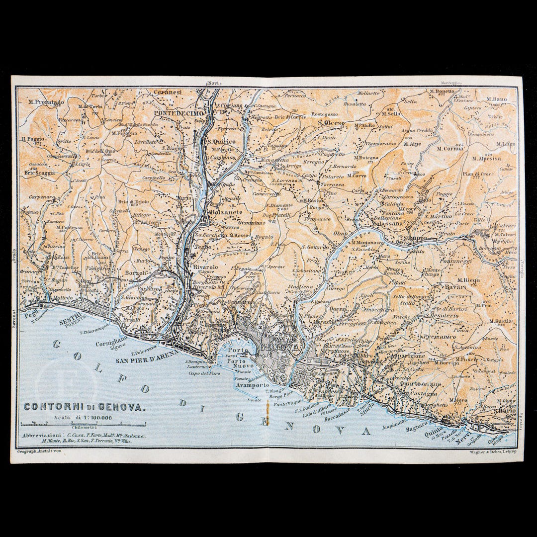 1893 Vintage Genoa Map, Italy City Lithograph (antique Travel Print) - Etsy