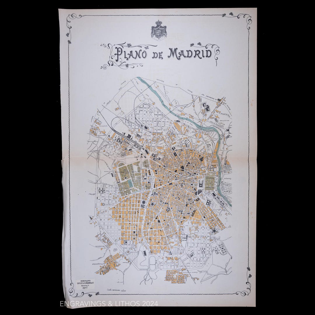 1905 Madrid Map, Vintage Spanish City Plan (large 26x17 Inches) - Etsy