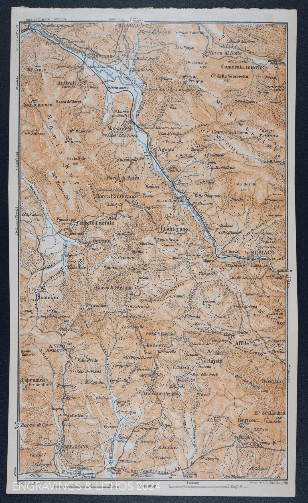1893 Map of Comunes in Metropolitan City of Roma, ITALY- Authentic ...