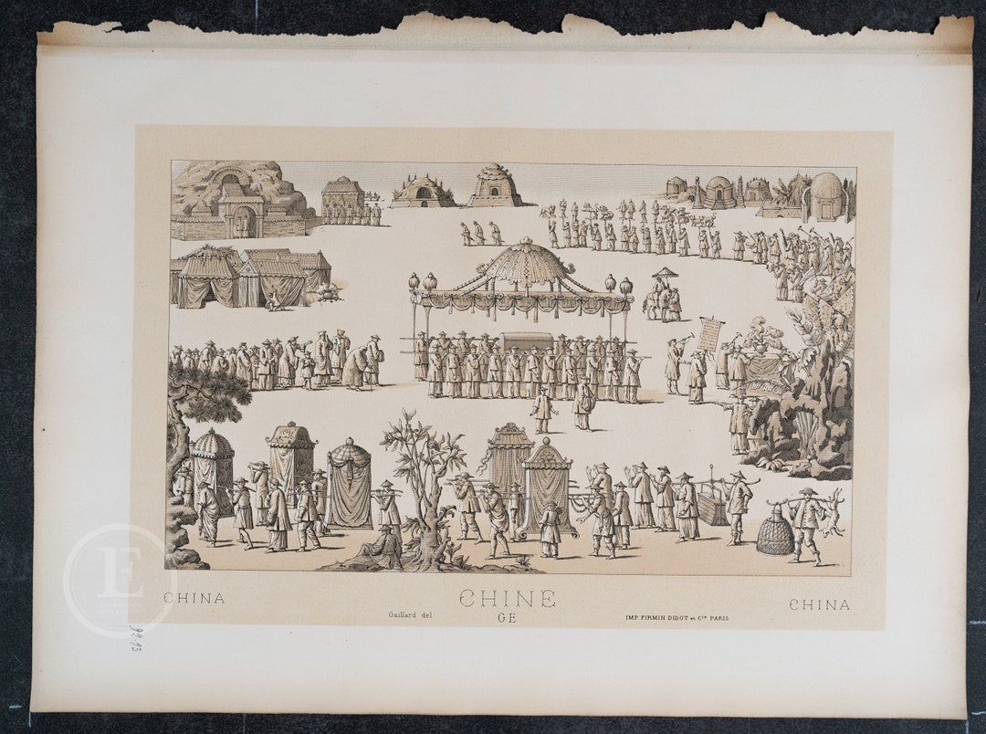 1888 China: Funeral Cortege of a Rich Chinese by Racinet - Original ...