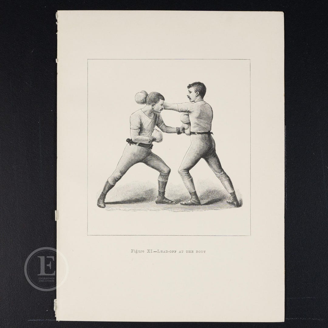 BOXING 1889 - Lead-off at the Body - Old Print / Combat Sport . Martial ...