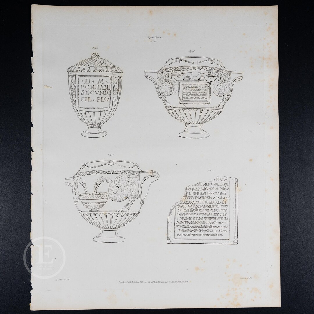 1826 A SEPULCHRAL URN, of an Oval Form - Collection of Ancient Marbles ...