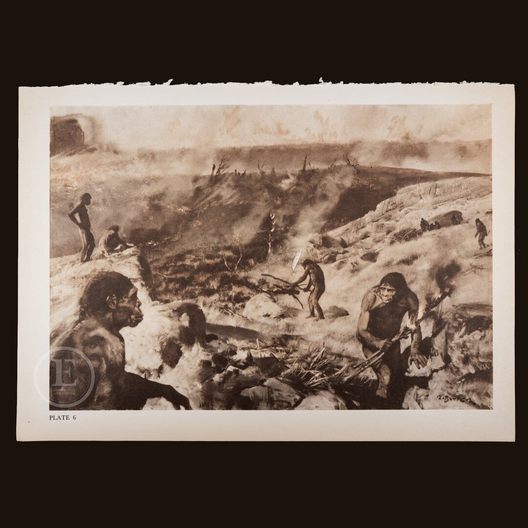 How Fire Was Obtained - Original Vintage Lithograph Print of ...