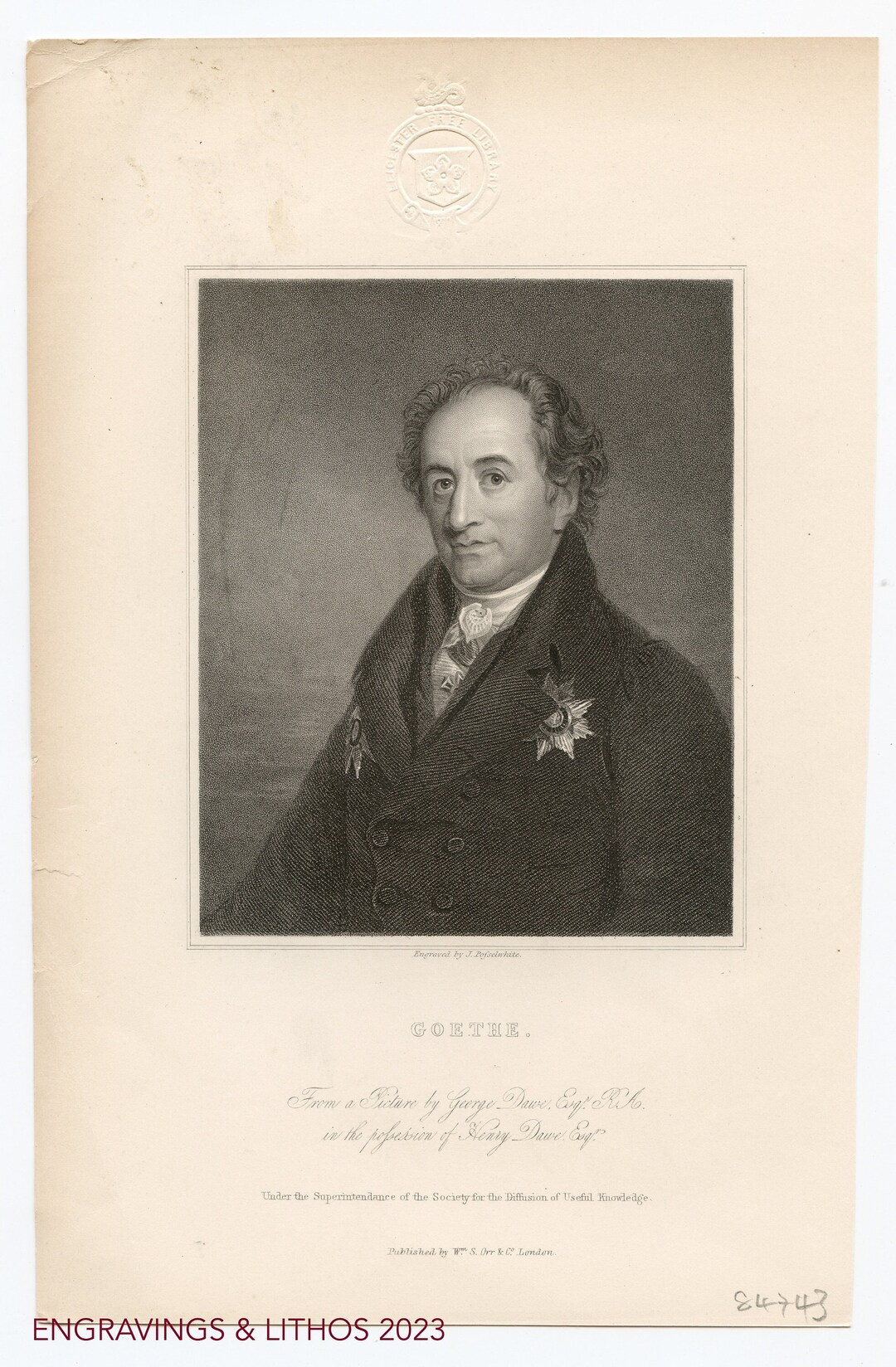 Johann Wolfgang Von Goethe - VERY RARE - Original Steel Engraving ...