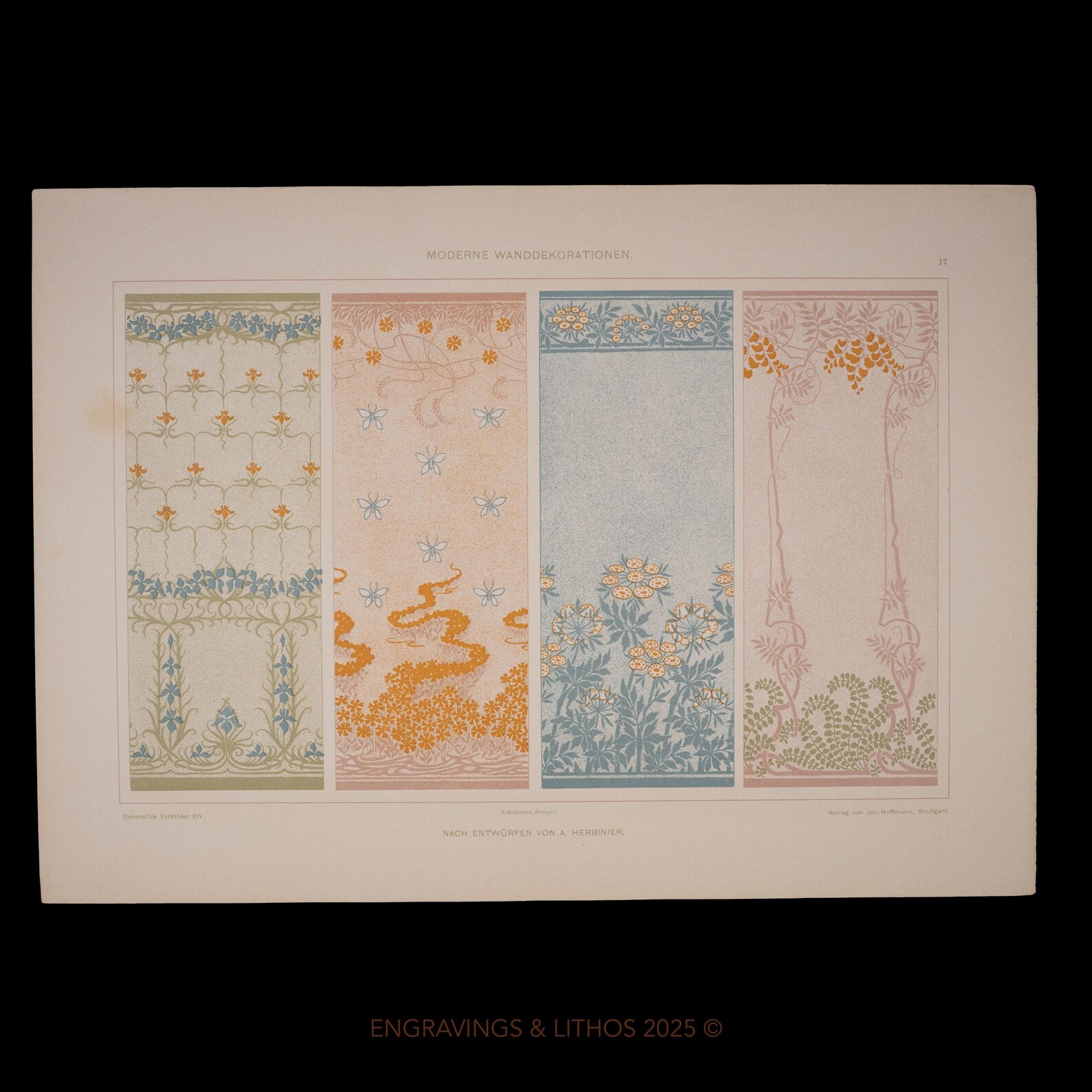 1902 MODERN WALL DECORATONS - A. Herbinier - Early Art Nouveau ...