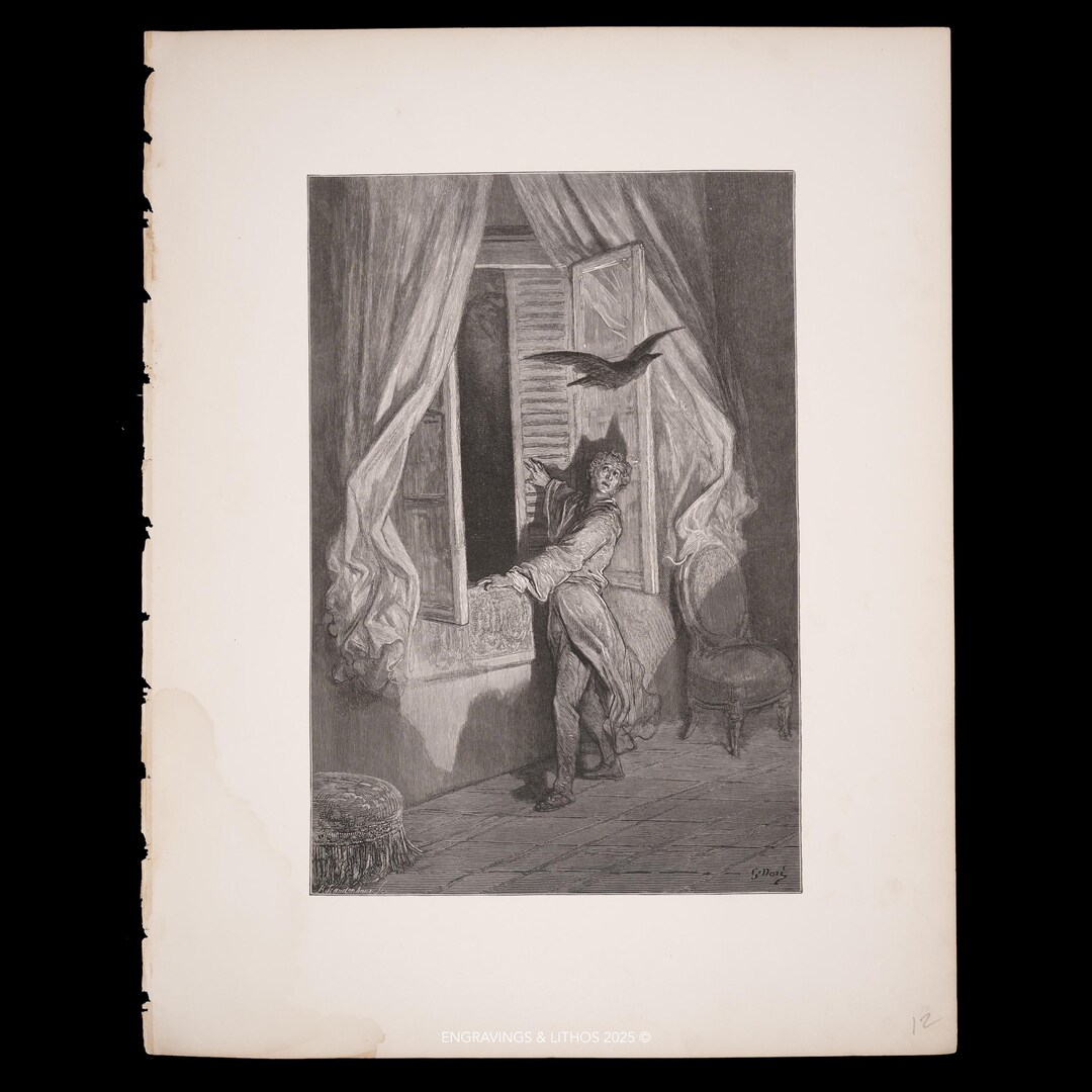 The Raven Enters the Window – 1884 “the Raven” by Edgar Allan Poe ...