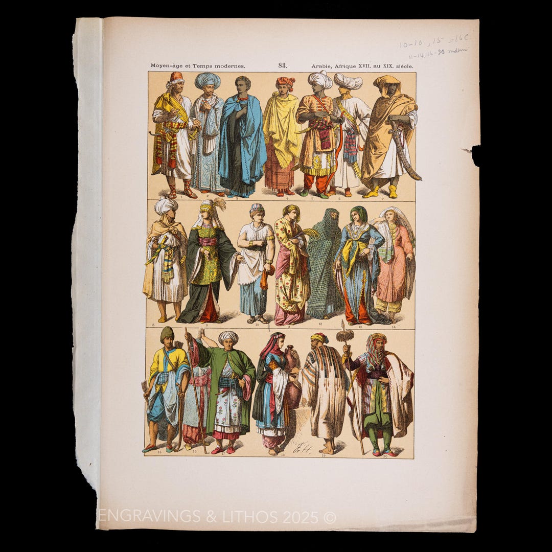 1890 COSTUMES of ARABS in AFRICA – "costume, Weapons, Utensils, and ...
