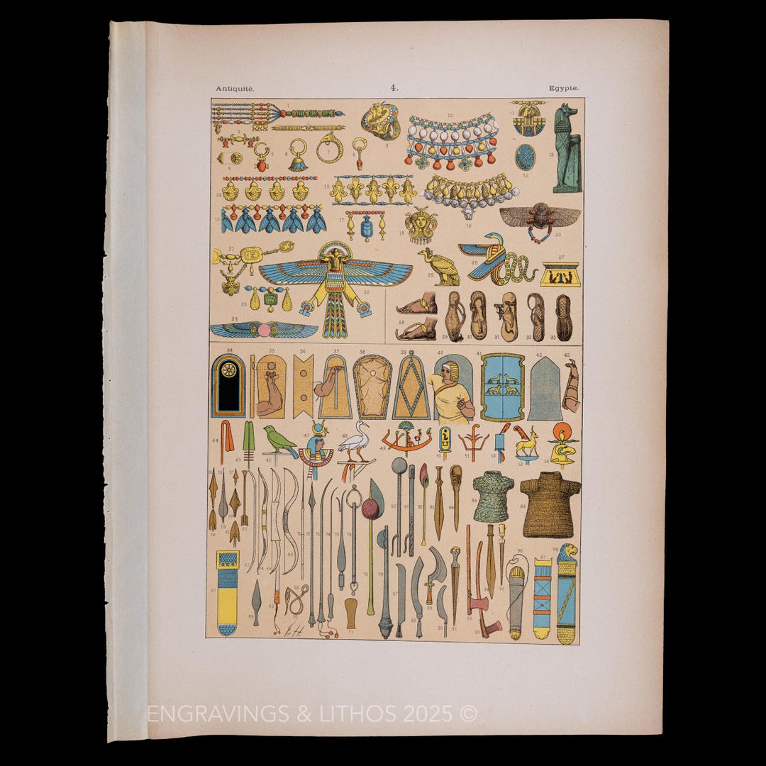 1890 ANCIENT EGYPTIAN ORNAMENTS – "costume, Weapons, Utensils, and ...