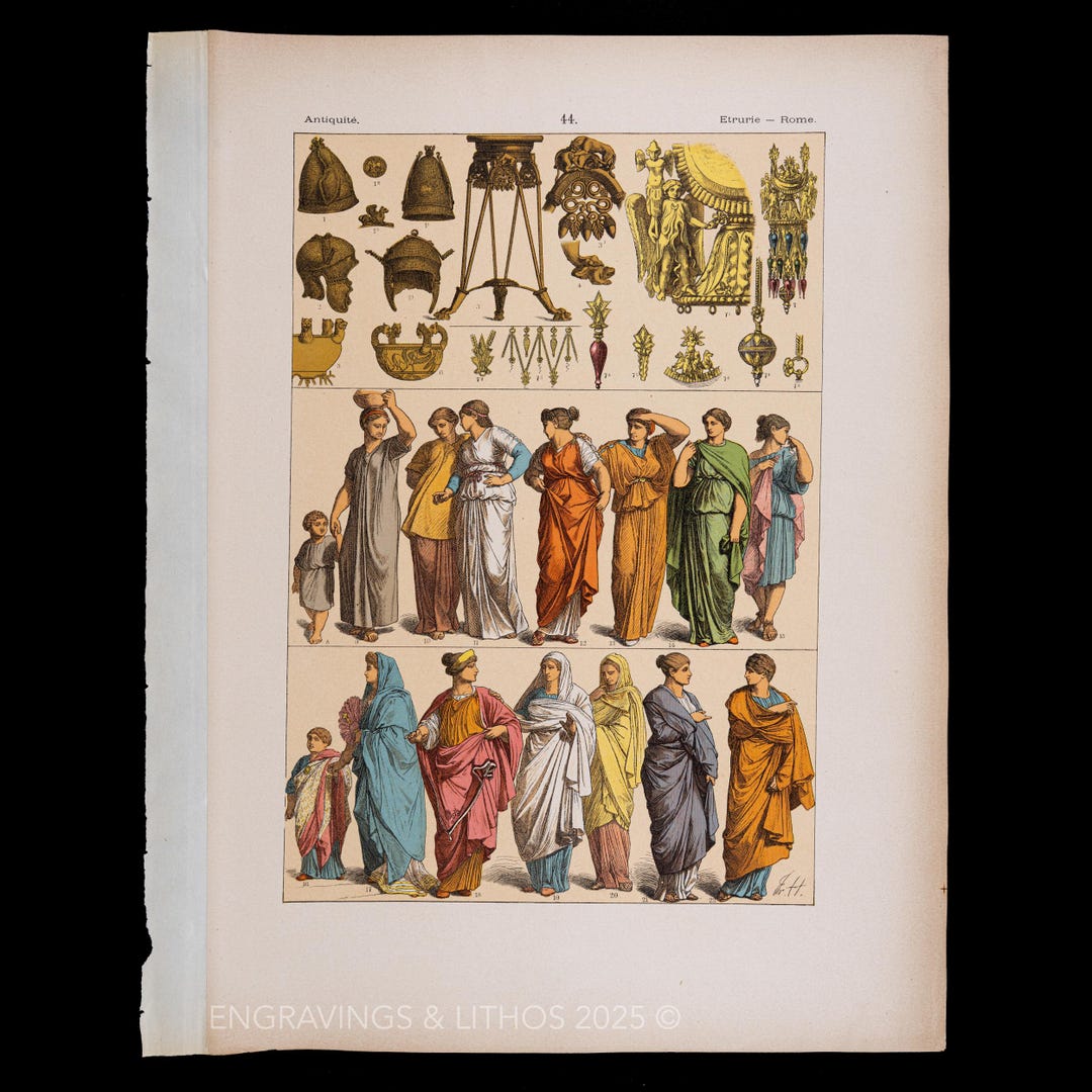 1890 ANCIENT ETRUSCAN & ROMANS Costumes – "costume, Weapons, Utensils ...