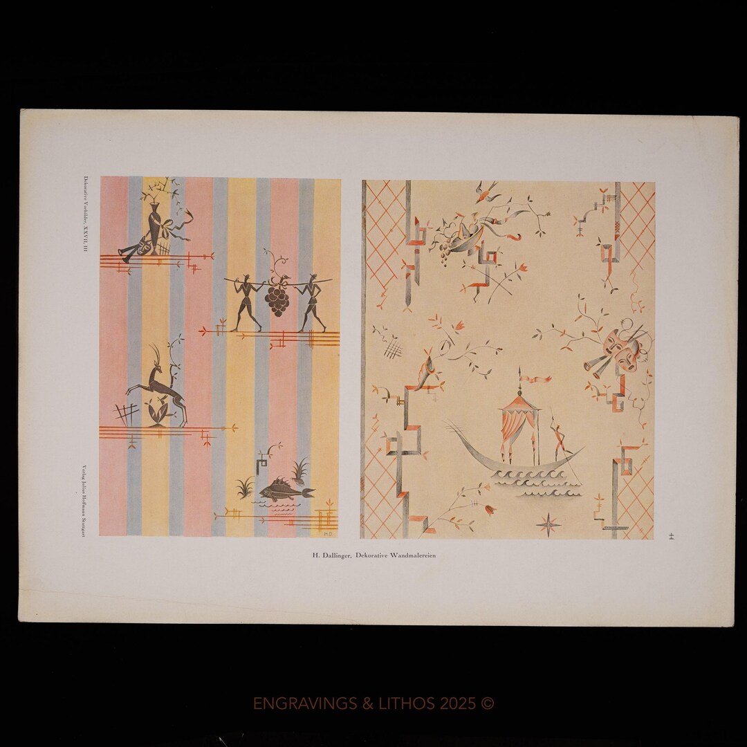 ART DECO WALL Design - H. Dallinger - 20th Century Decorative Mural ...