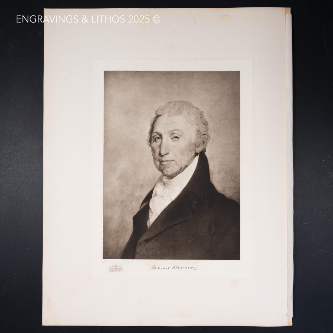 1901 James Monroe Antique Portrait – 5th U.S. President – Engraving ...