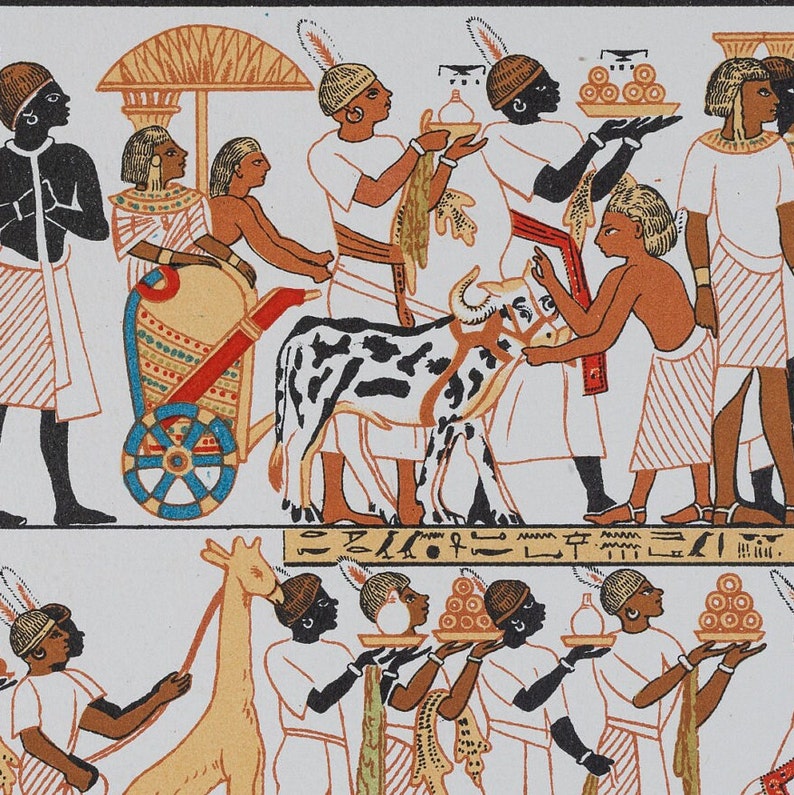 1891 . Ancient Egyptian Painting / Lithograph Print From the National ...