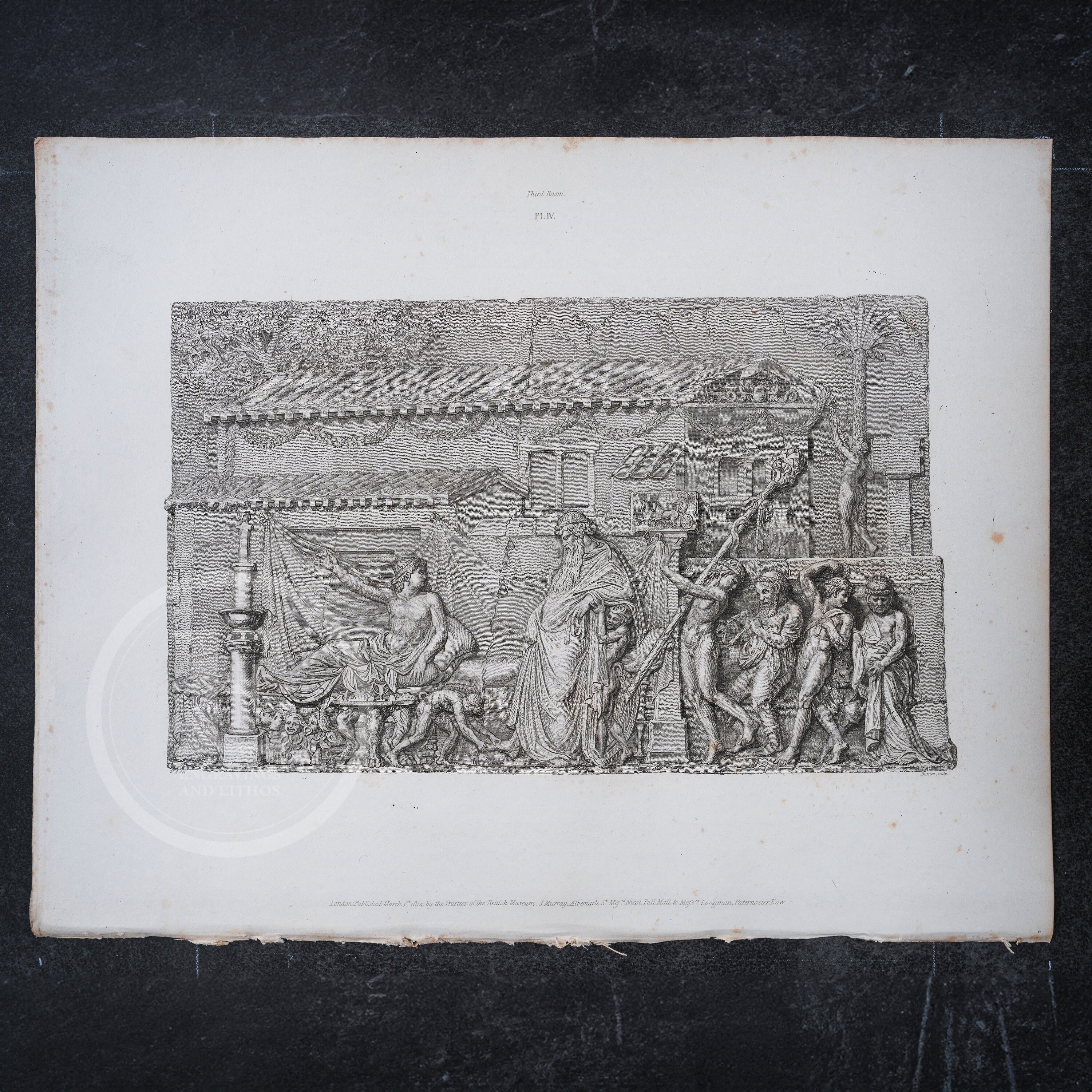 1812 Bas-relief Representing Bacchus Received as a Guest by Icarus ...