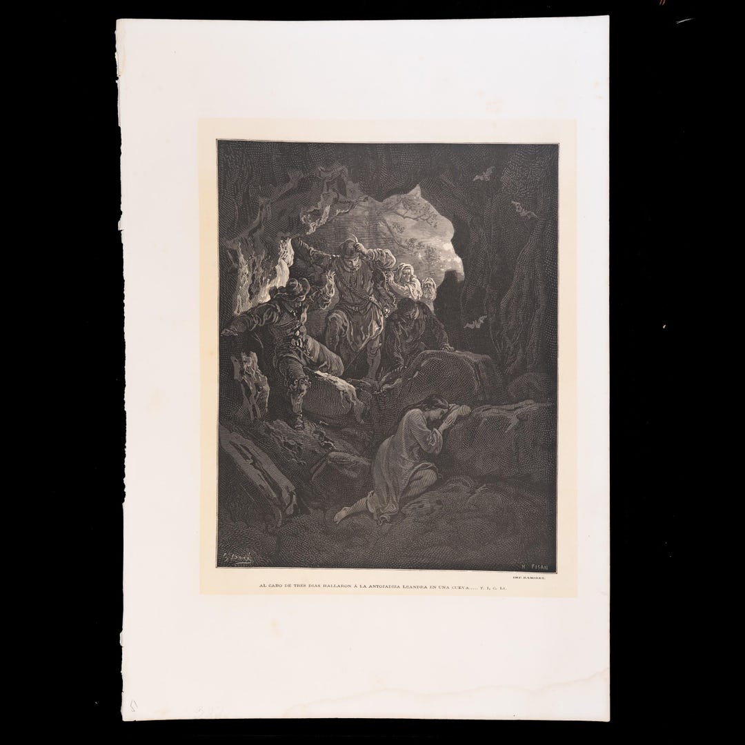 Leandra Discovered in the Cave After Three Days – 1875 Engraving From ...