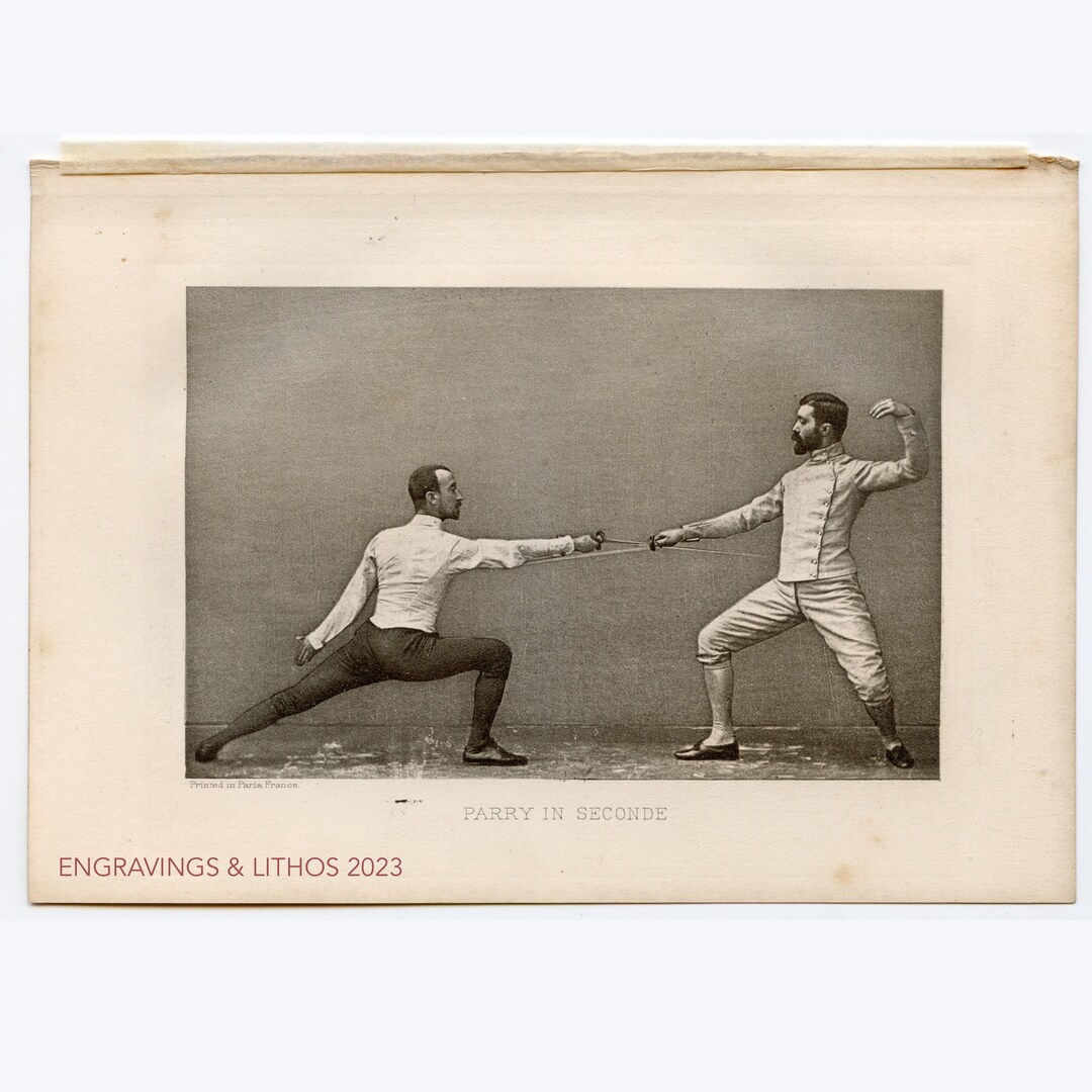PARRY IN SECONDE Fencing Antique Print Techniques Old Print 1890 ...