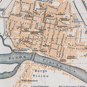 1893 Map of PAVIA, City in LOMBARDY , Northern ITALY - Authentic ...