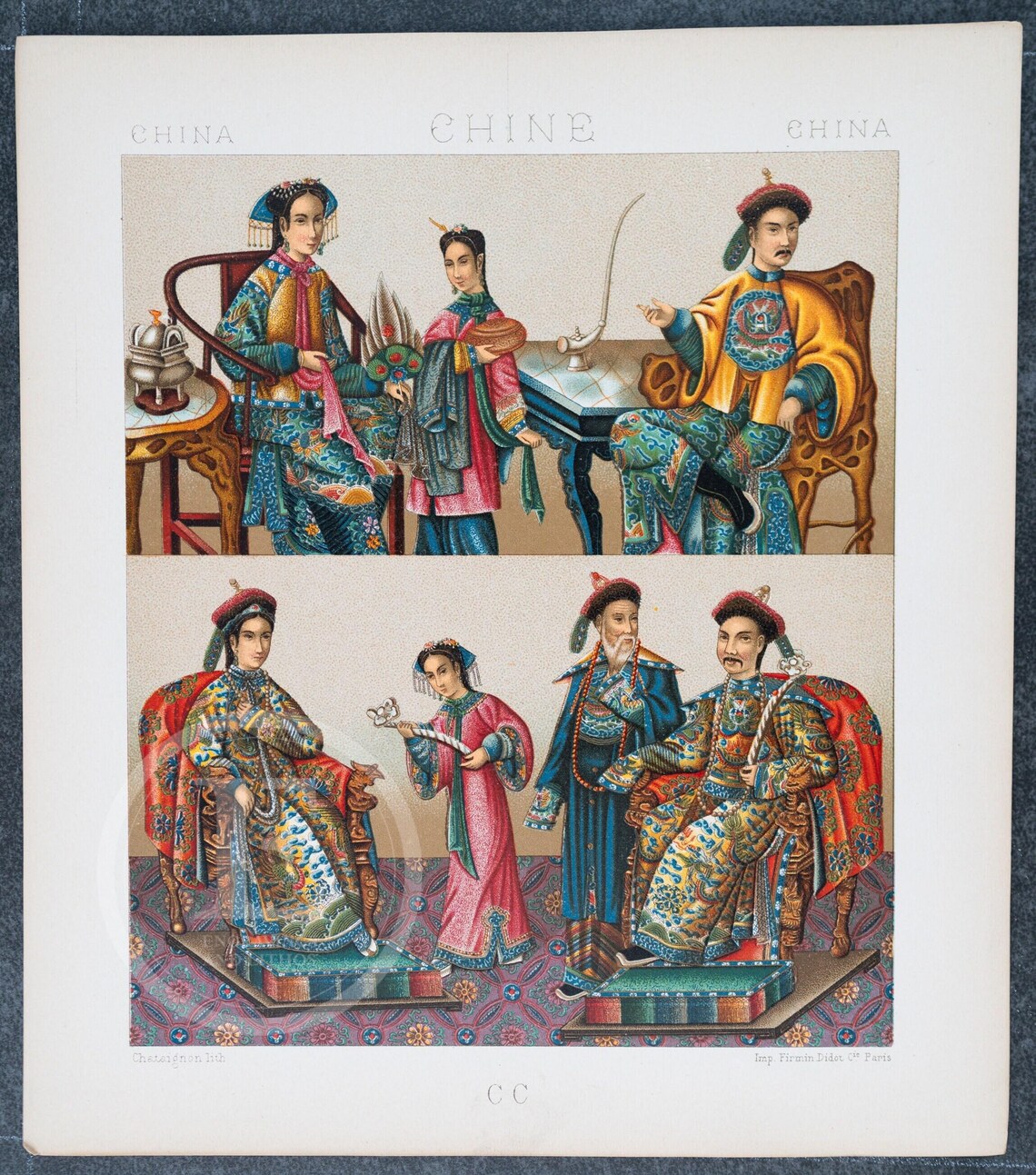 1888 Chinese Family Members by A.racinet Lithograph - Original Print - Etsy