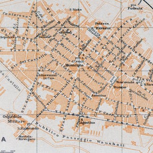 1893 Map of PIACENZA, City in EMILIA-ROMAGNA, Italy - Authentic ...