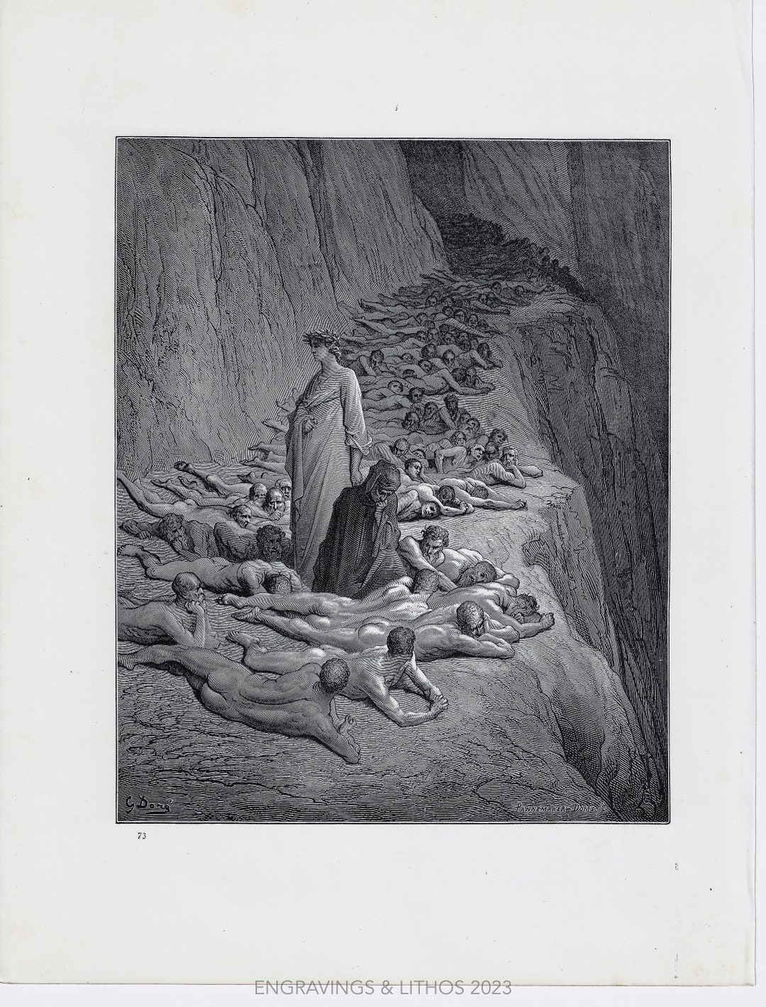 Dante With Pope Adrian V. Original Engraving From the Dore Gallery ...