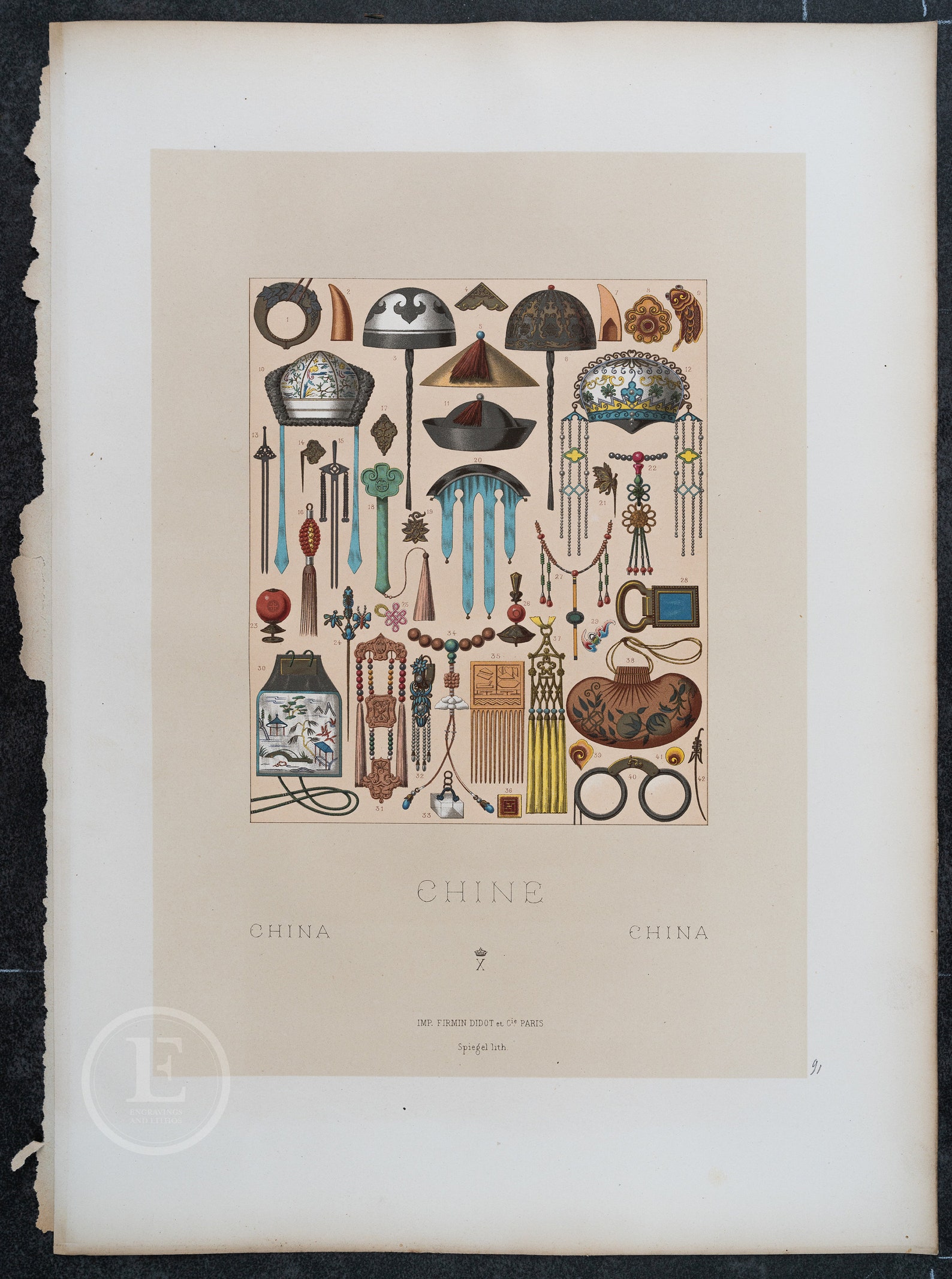 1888 Chinese Hairstyles and Hierarchy Ensigns by Racinet - Original ...