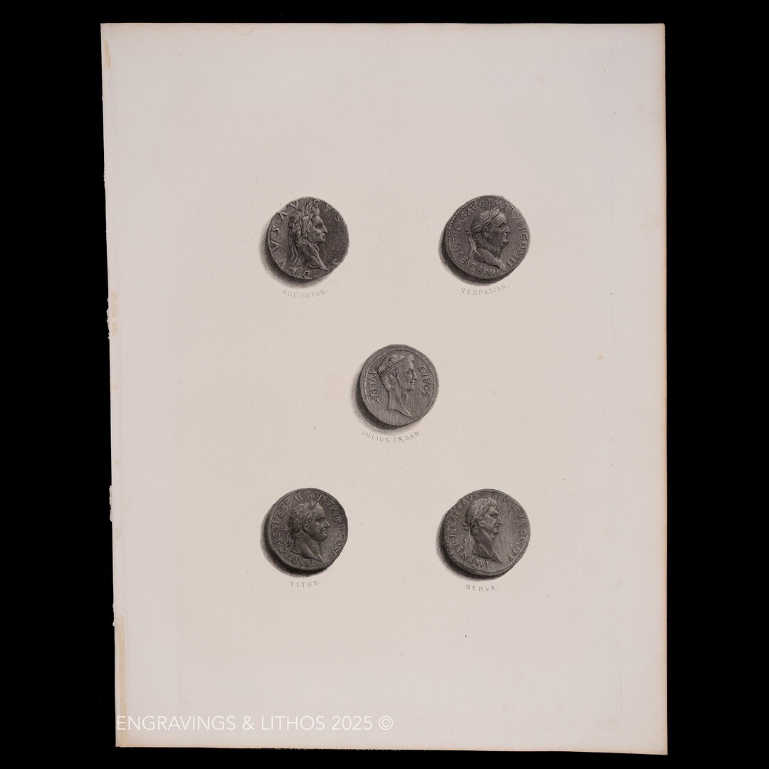 1890 ANCIENT ROMAN COINS - Original Lithography From the Illustrated ...