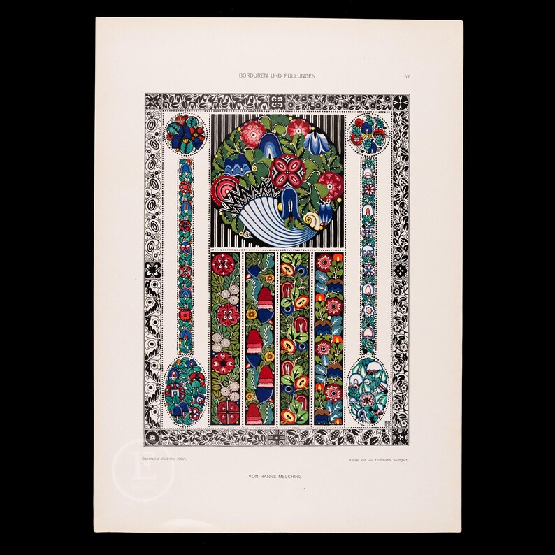 BORDERS and FILLINGS Offset Lithography 1913 Original Print From ...