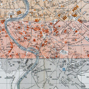 1893 Map of ROME, Capital of ITALY - Authentic Lithograph Map, Leipzig ...