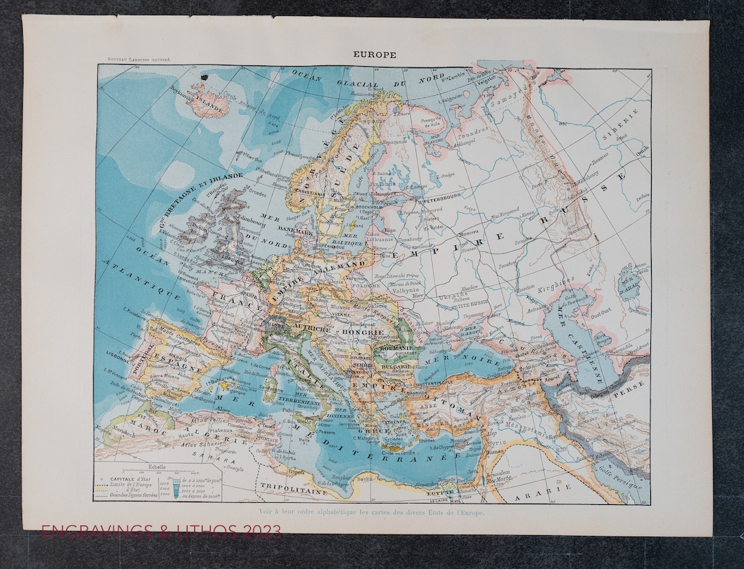 1897 Early Geological Map of Europe / Europe Empire Map From "le Noveau ...