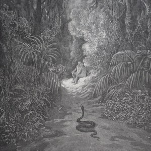 The First Approach of the Serpent Original Engraving From the Dore ...