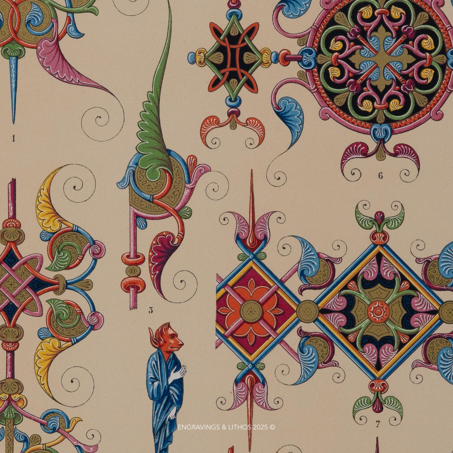 1897 Middle-age Pattern Lithograph by Racinet – Antique Decorative ...