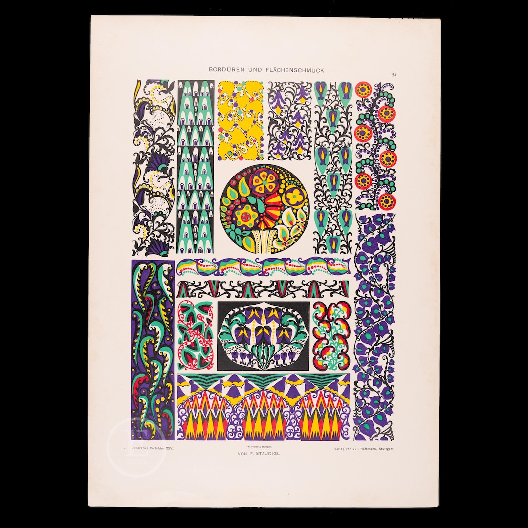 BORDERS and SURFACE ORNAMENTS - Offset Lithography - 1913 Original ...